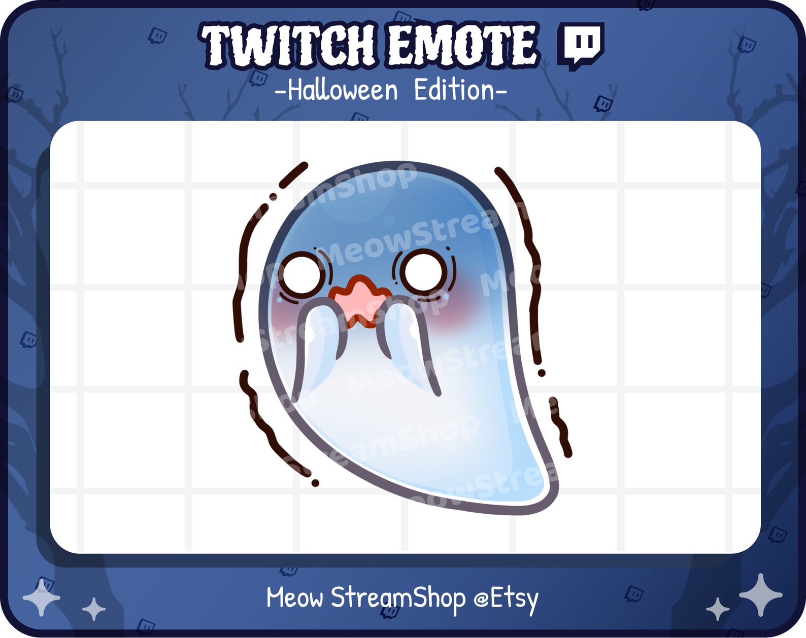 Twitch Emote / Cute Ghost Scared, Shock, Terrified Emote / Kawaii ...