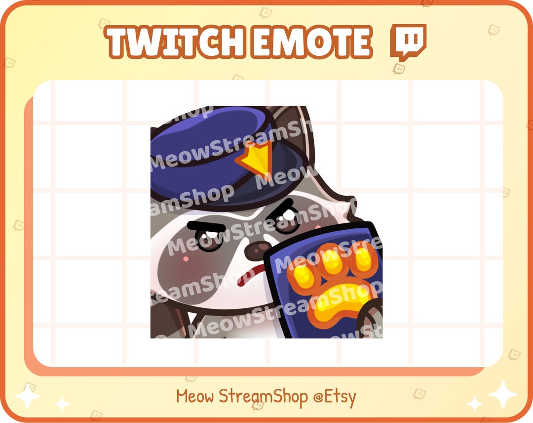 Twitch Emote Cute Raccoon Cop Police Rule Ban Emotes Kawaii Raccoon Red Panda Chibi Sub