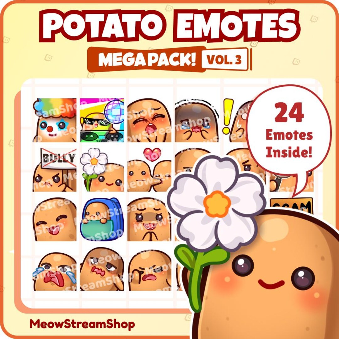 Twitch Emote / Cute Potato Mega Pack #3 Emotes (24 Emotes Ready to Use ...
