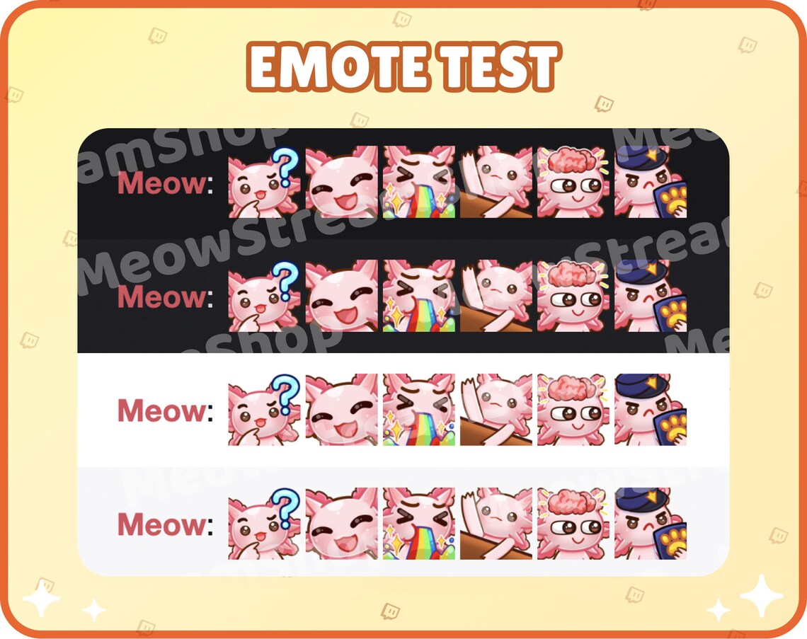 Twitch Emote / Cute Axolotl Emotes Pack #5 (what, Ayaya, Puke, Bongo ...