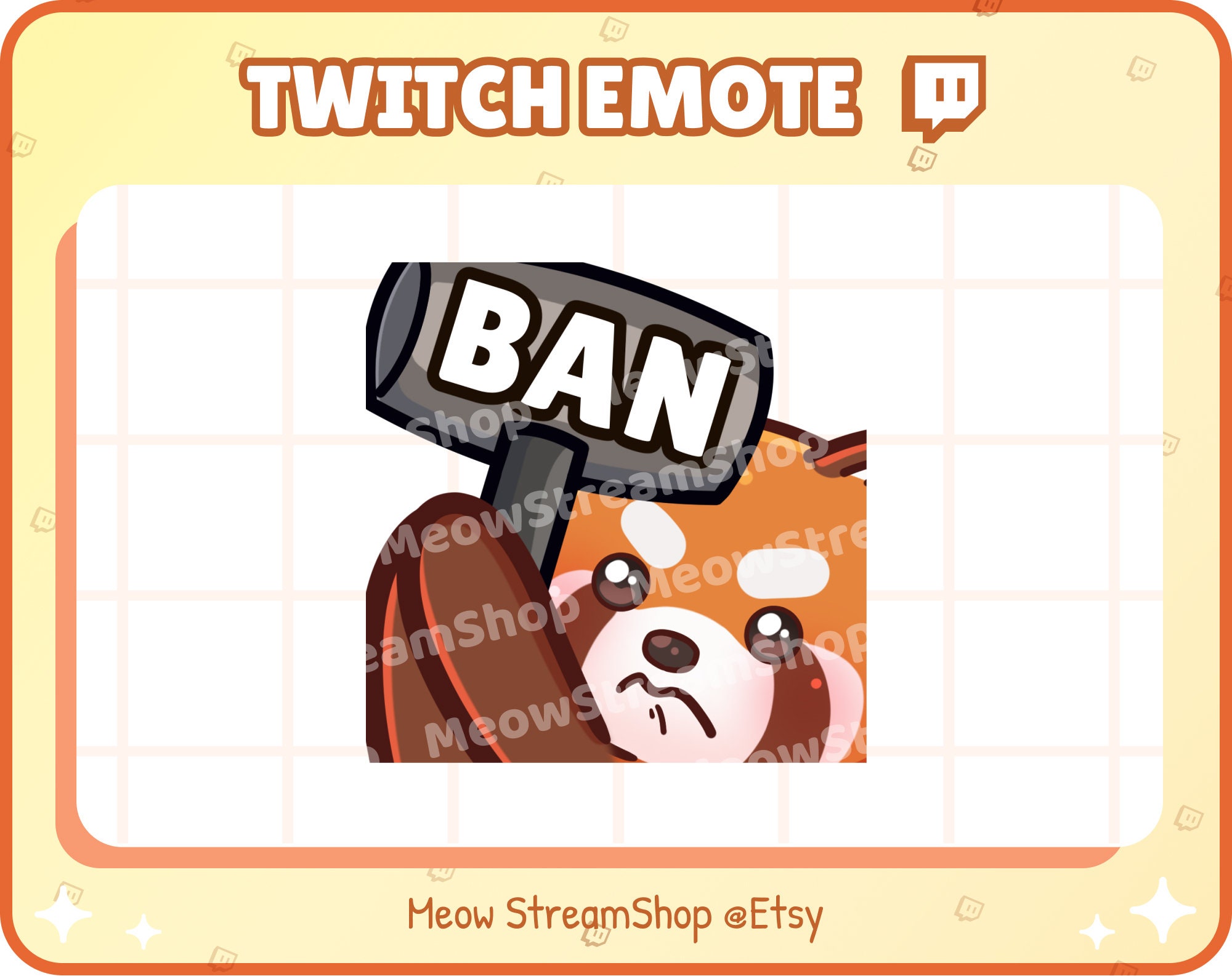 Twitch Emote / Cute Red Panda Ban Hammer Emotes / Cute Chibi | Etsy