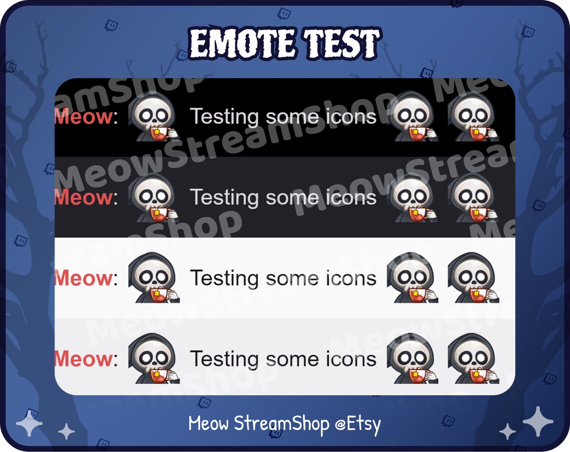 Twitch Emote / Cute Grim Reaper Sip Sipping Tea Drink Emotes | Etsy