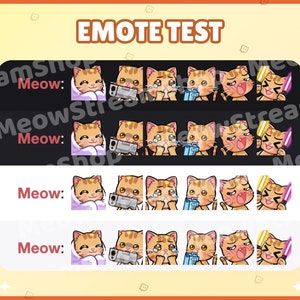 Twitch Emote / Cute Orange Cat Emotes Pack #4 (comfy, Gun, Sad, Sip ...