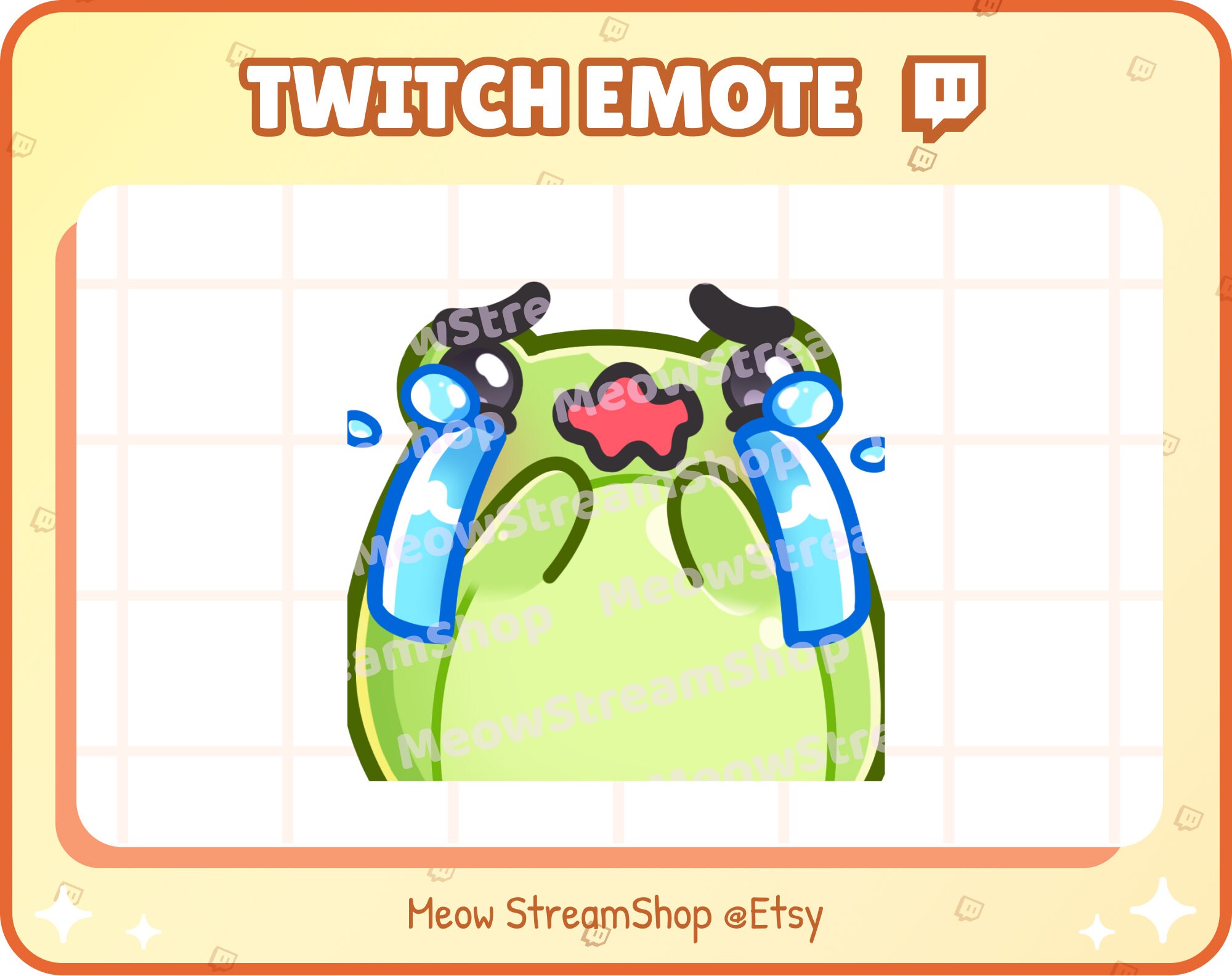 Twitch Emote / Cute Frog Cry, Sad, Tears Emote / Cute Frog Toad Sub ...