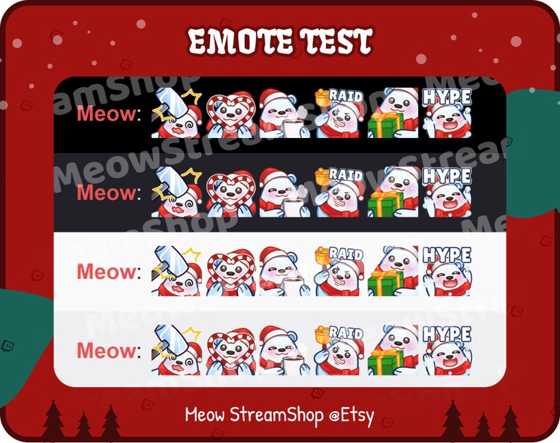 Twitch Emote Cute Polar Bear Santa Emotes Pack 1 Hype Etsy
