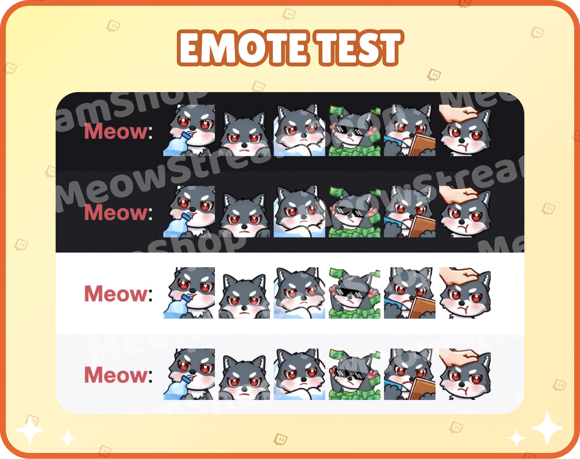 Twitch Emote / Cute Grey Wold Emotes Pack #2 (sip, Lurk, Comfy, Money ...