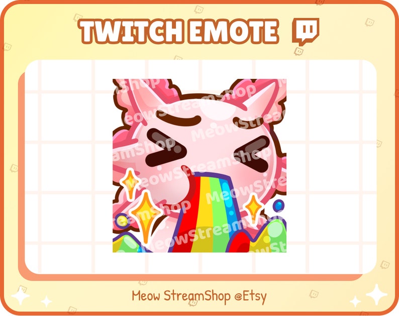 Twitch Emote / Cute Axolotl Puke Vomit Throw Up Gag Emote / - Etsy