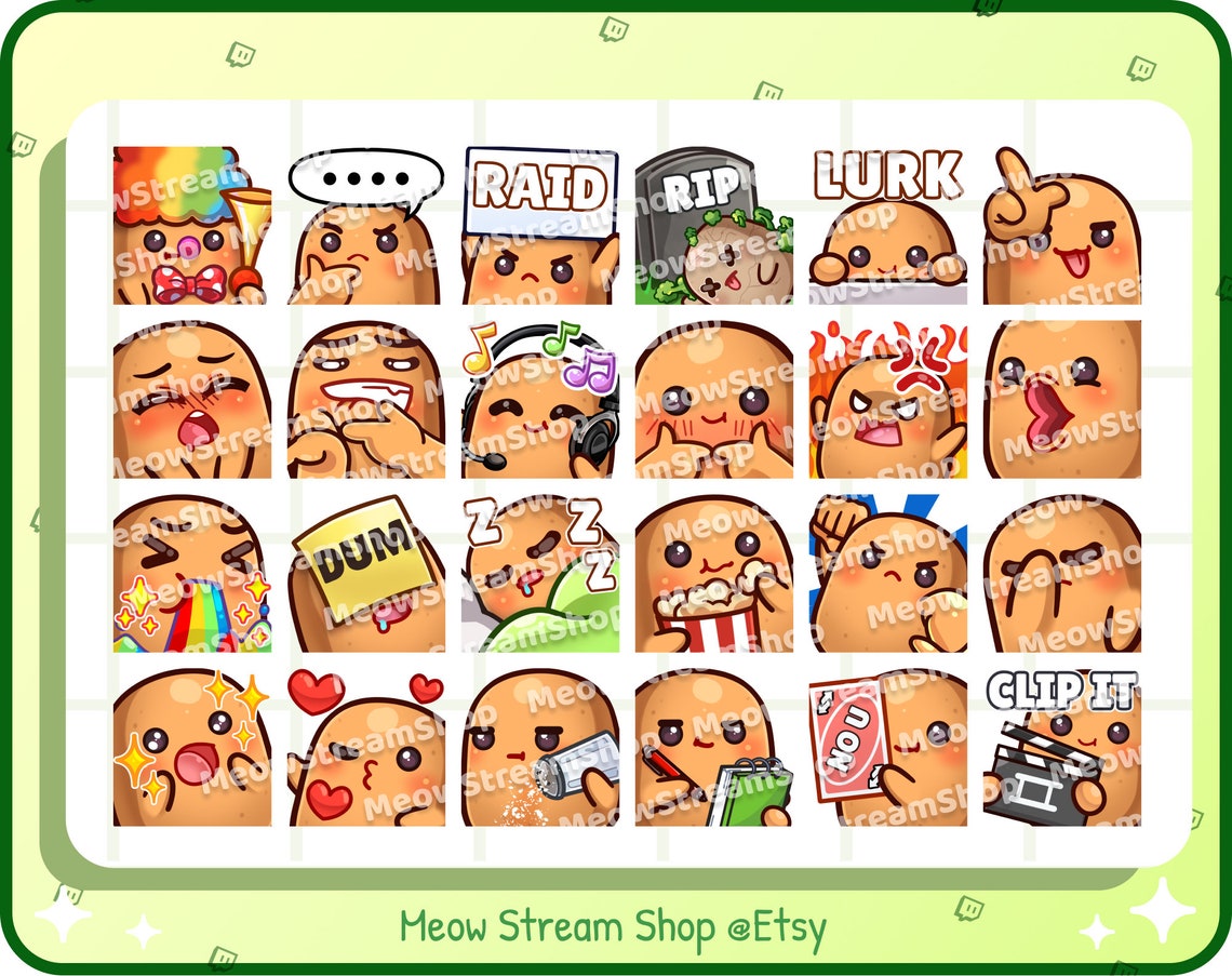 Twitch Emote / Cute Potato Mega Pack #2 Emotes (24 Emotes Ready to Use ...