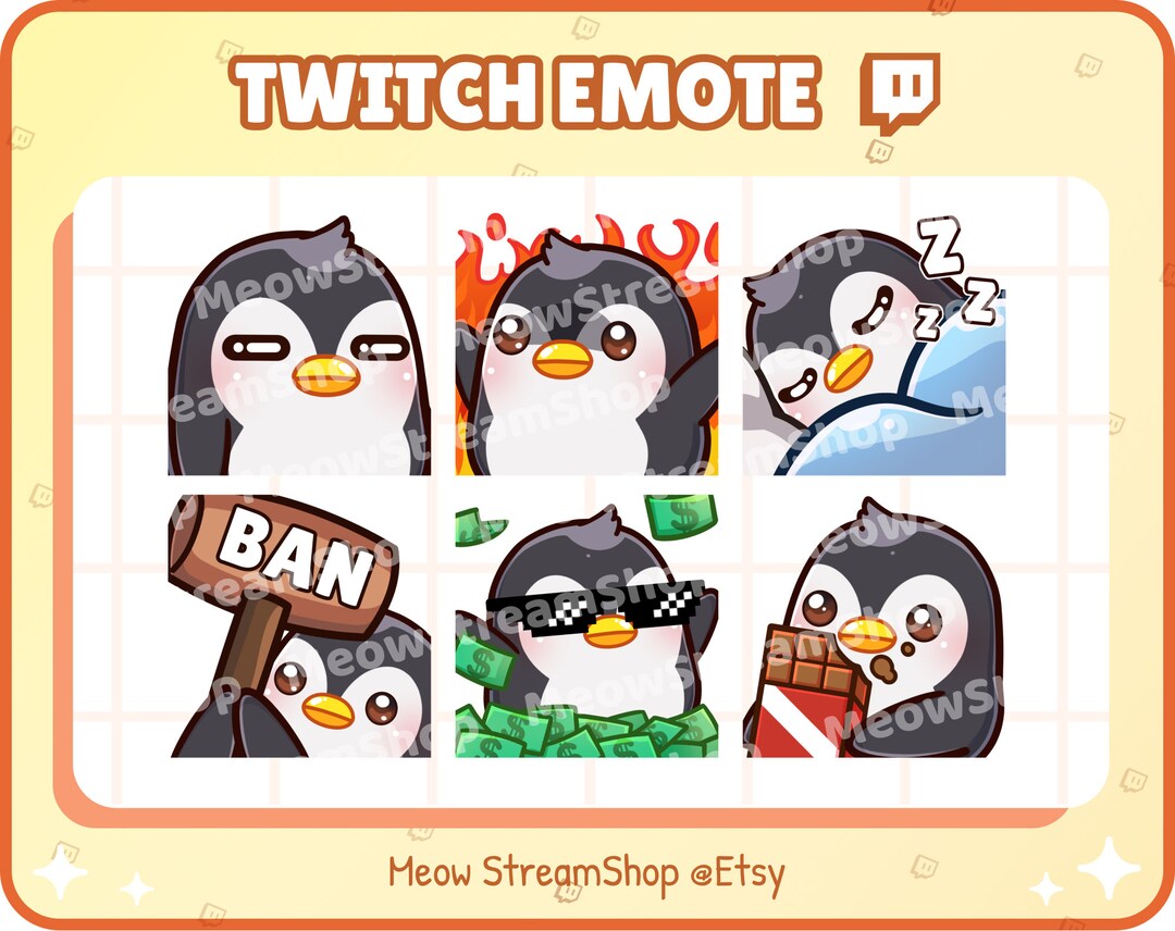 Twitch Emote / Cute Penguin Emoji Pack 3 (flate Face, Fire Rise Elmo ...