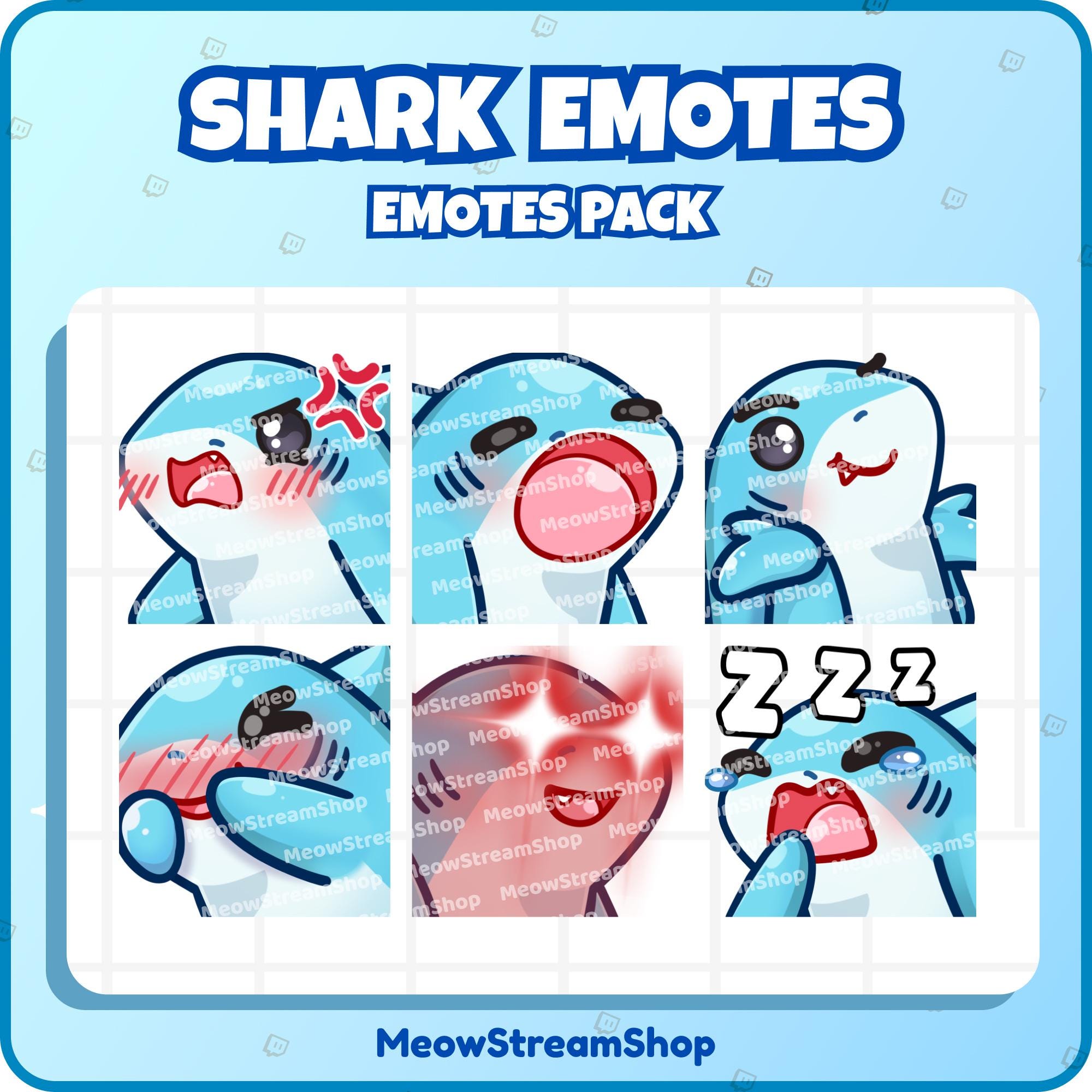 Twitch Emote / Cute Shark Mega Pack #3 Emotes ( 24 Emotes Ready to Use ...