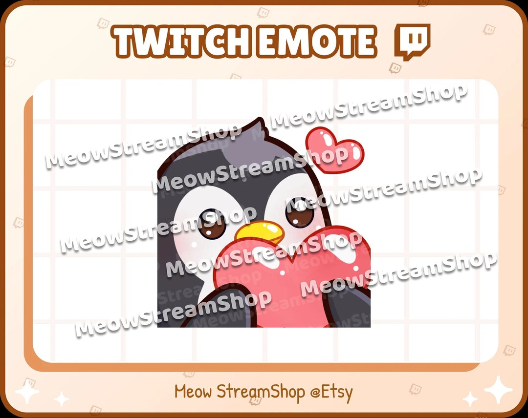 Twitch Emote / Cute Penguin Heart, Love / Cute Penguin Emote for ...
