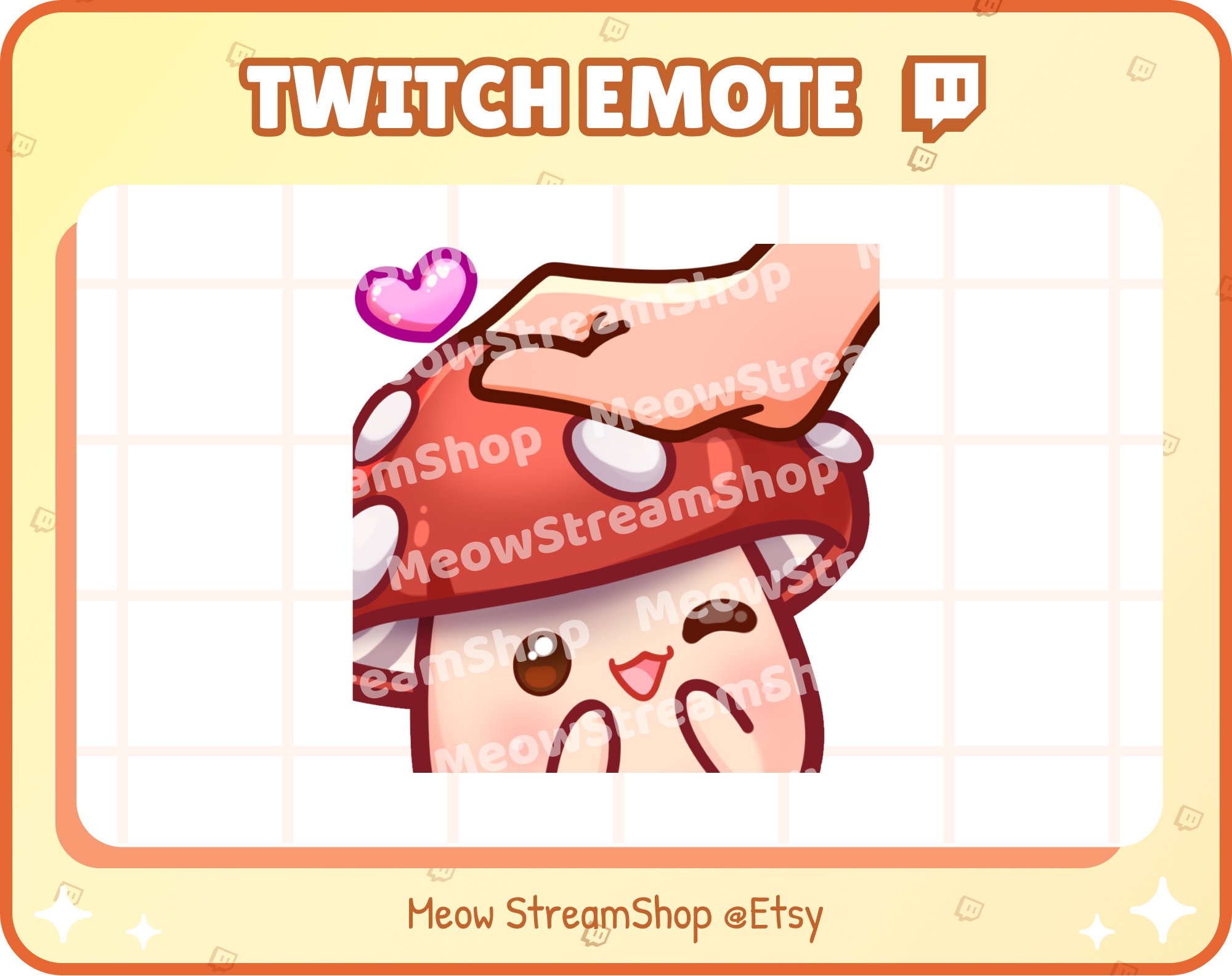 Twitch Emote / Cute Mushroom Pat, Head Pat, Happy, Love Emotes / Kawaii ...