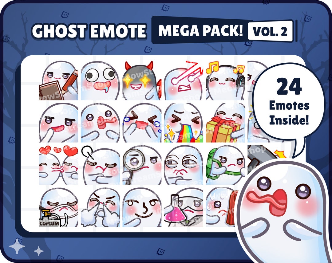 Twitch Emote / Cute Ghost Mega Pack #2 Emotes ( 24 Emotes Ready to Use ...