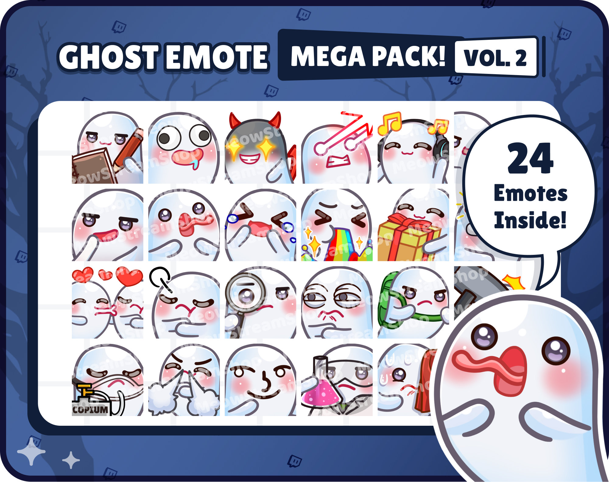 Twitch Emote / Cute Ghost Mega Pack #2 Emotes ( 24 Emotes Ready to Use ...