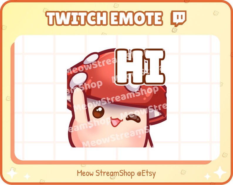 Twitch Emote / Cute Mushroom Hi, Hello, Wave, Waving Emote / Kawaii ...