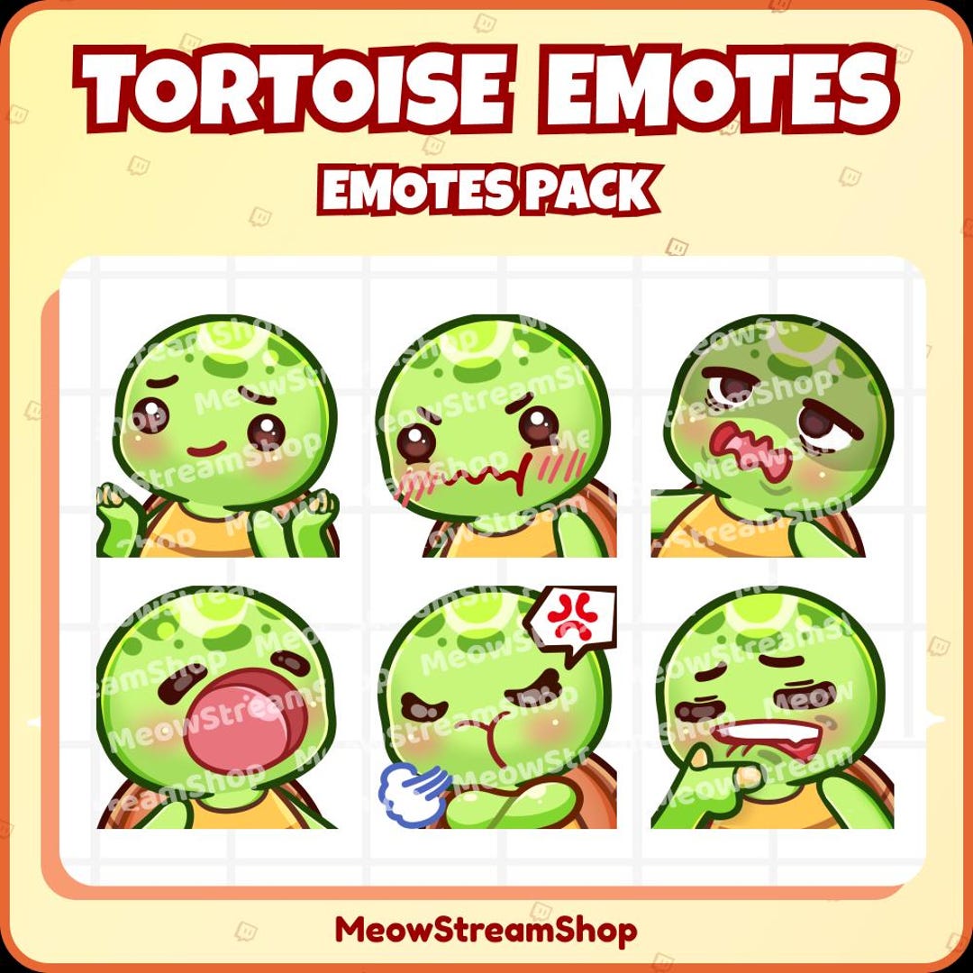 Twitch Emote Tortoise Pack #8 – 6 Cute Tortoise Turtle Emotes (shrug ...