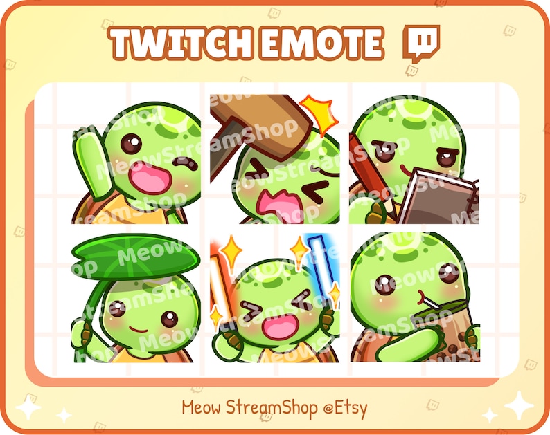 Twitch Emote / Cute Tortoise Emotes Pack 2 waving Bonk - Etsy