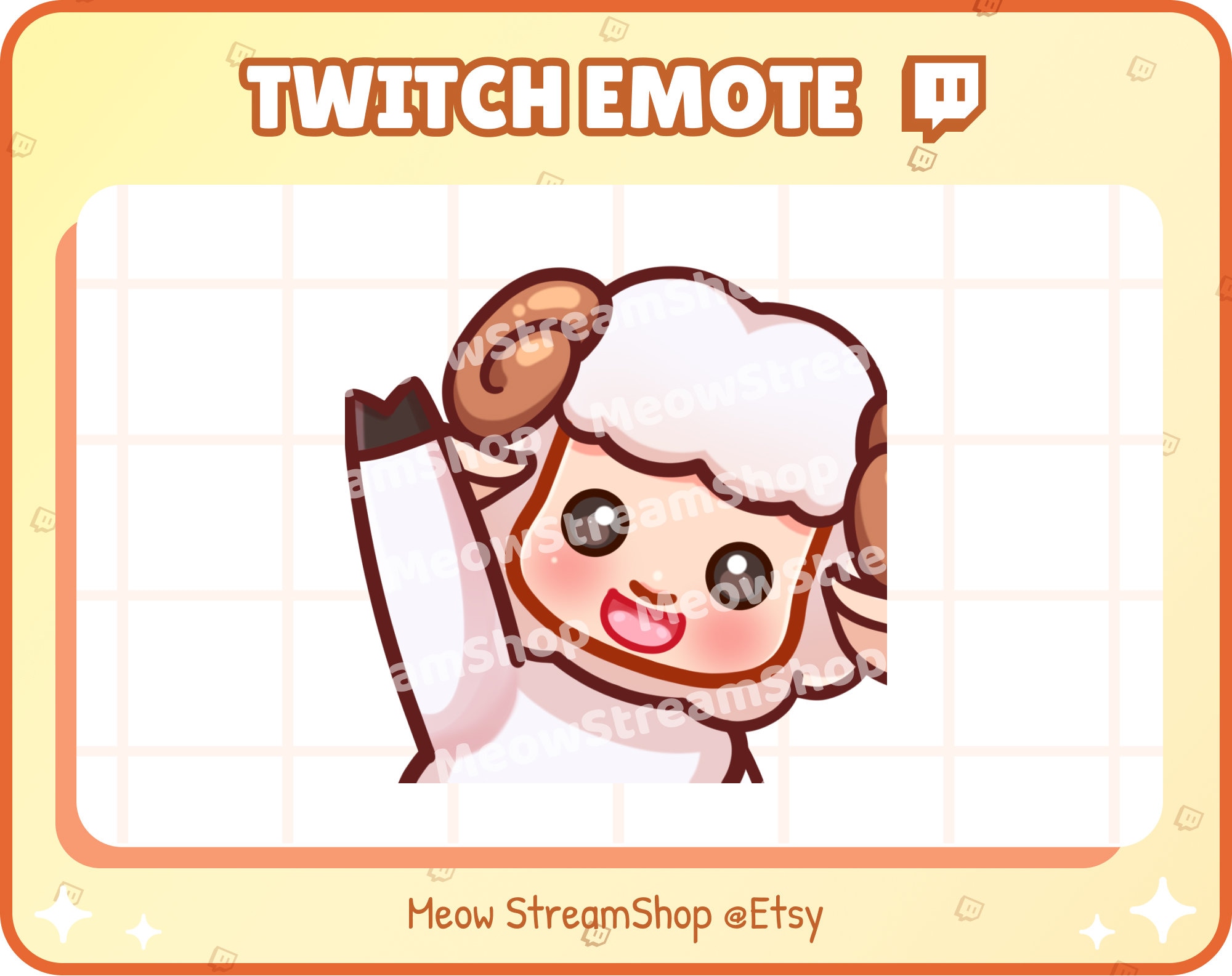 Twitch Emote / Cute Sheep HI, Hello, Wave, Waving, Bye, Farewell Emotes ...