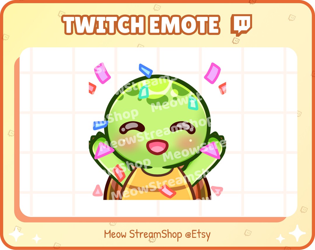 Twitch Emote / Cute Tortoise Hype, Happy, Confetti, Cheer Emotes ...