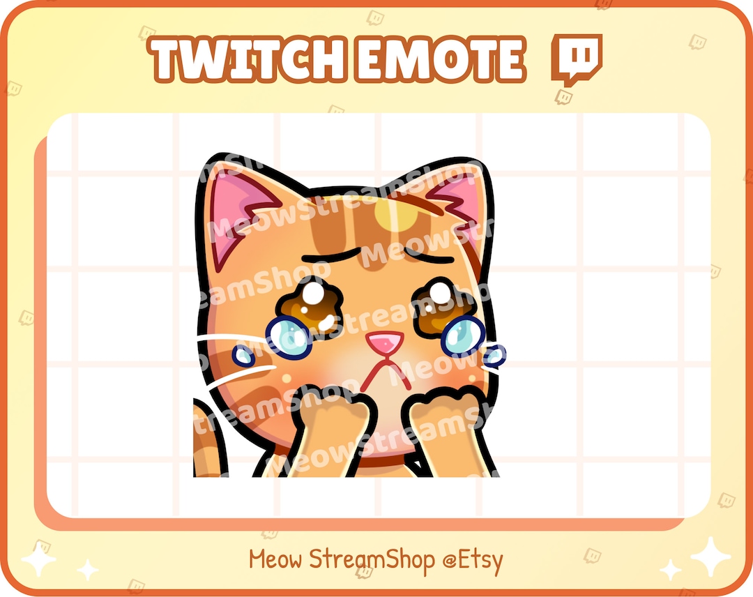 Twitch Emote / Cute Orange Cat Sad, Cry, Tears Emotes / Kawaii Kitten ...