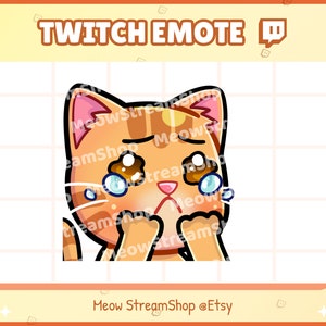 Twitch Emote / Cute Orange Cat Sad, Cry, Tears Emotes / Kawaii Kitten ...