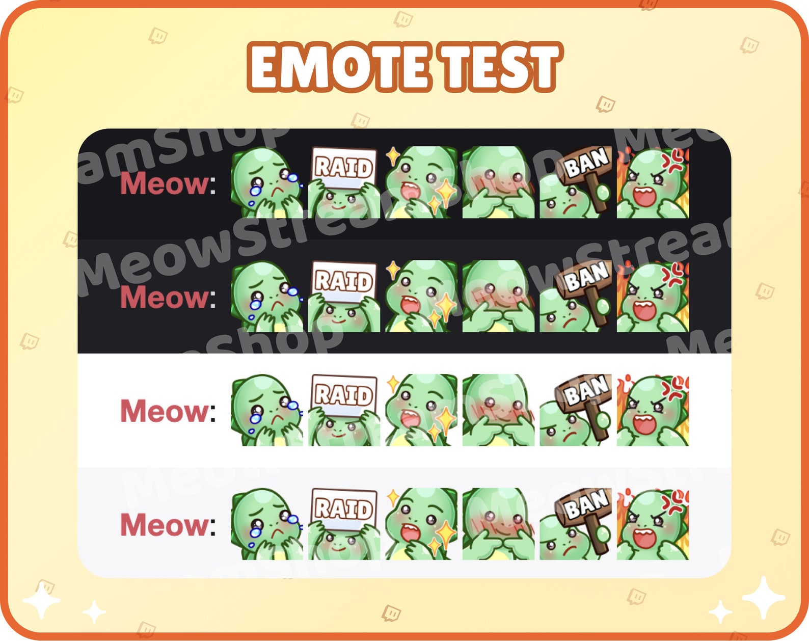 Twitch Emote / Cute Dino Emotes Pack #4 (cry, Raid, Choa, Shy, Ban ...