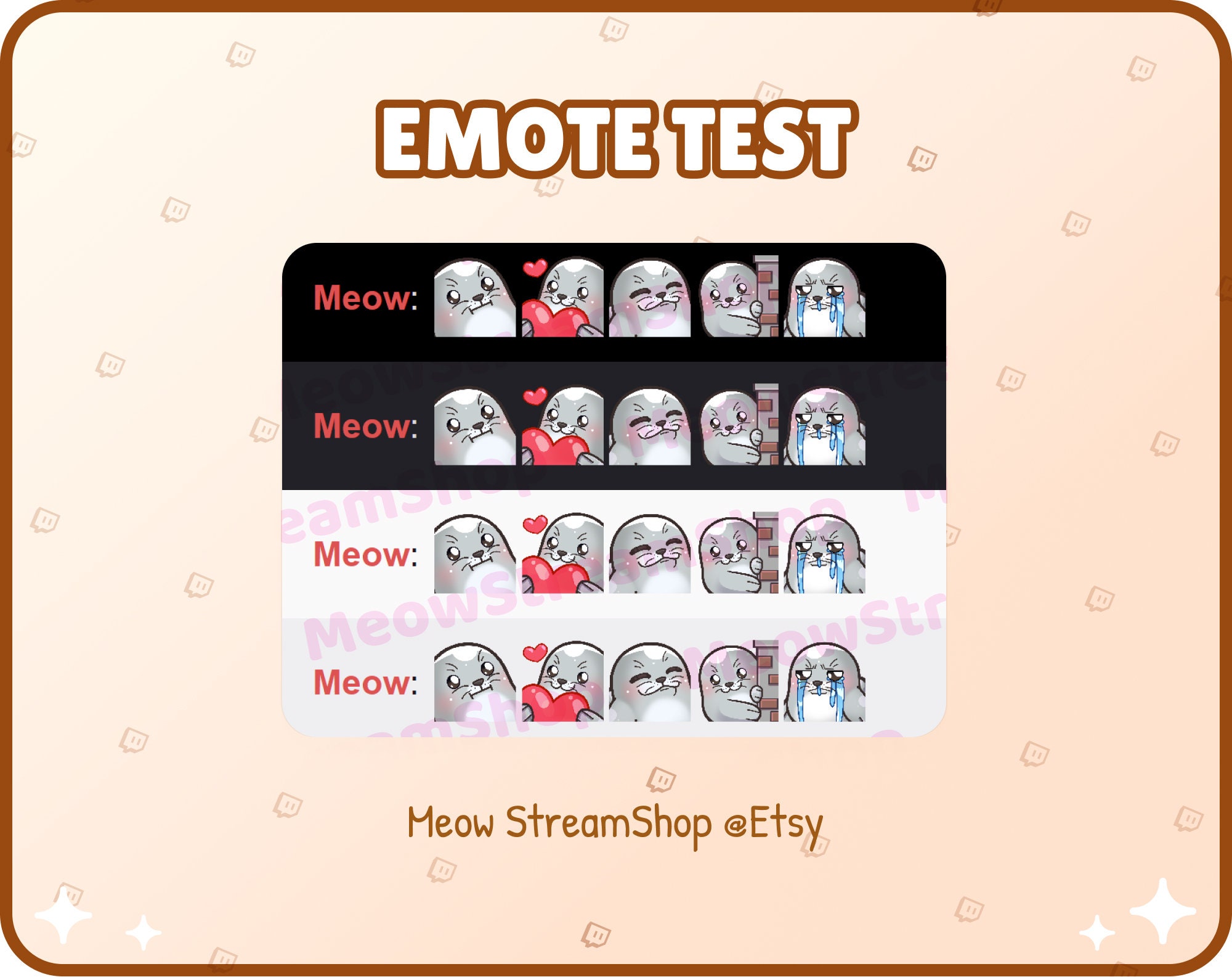 Twitch Emote / Cute Seal Emotes Pack #1 (hear, Amaze Pog, Cry Sad, LURK ...