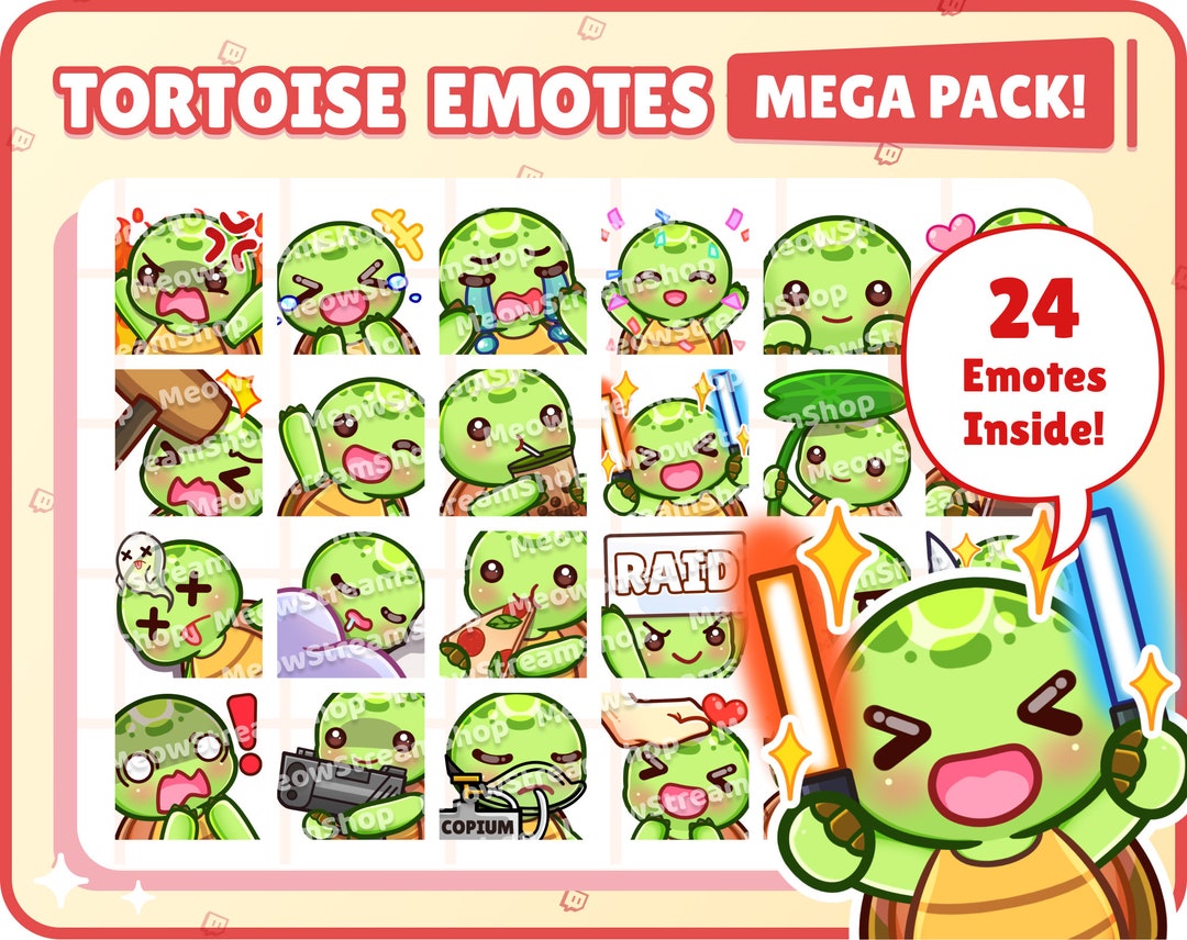 Twitch Emote / Cute Tortoise Mega Pack #1 Emotes ( 24 Emotes Ready to ...