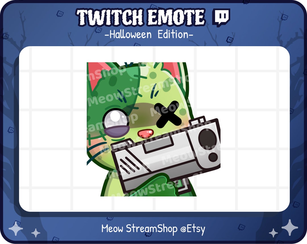 Twitch Emote / Cute Zombie Cat Gun, Angry, Mad Emotes / Kawaii Zombie ...