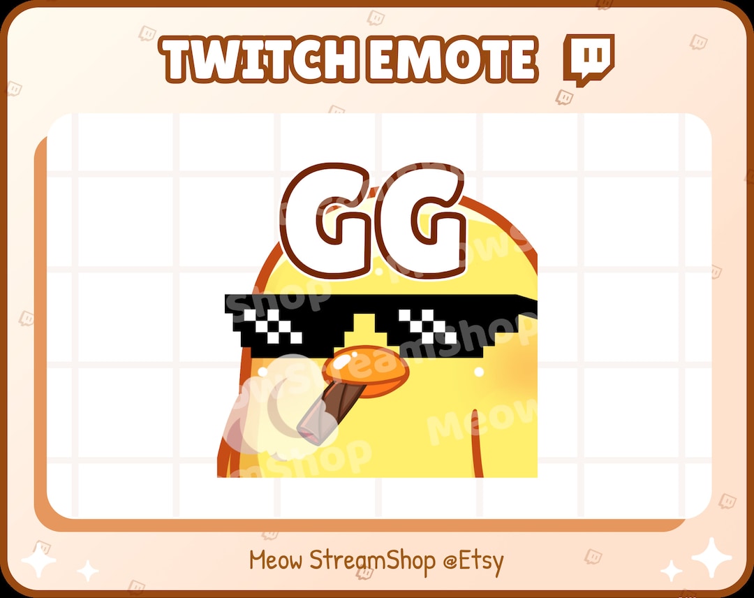 Twitch Emote / Cute Chick GG, EZ, Cool Sunglasses Emoji for Streamer ...