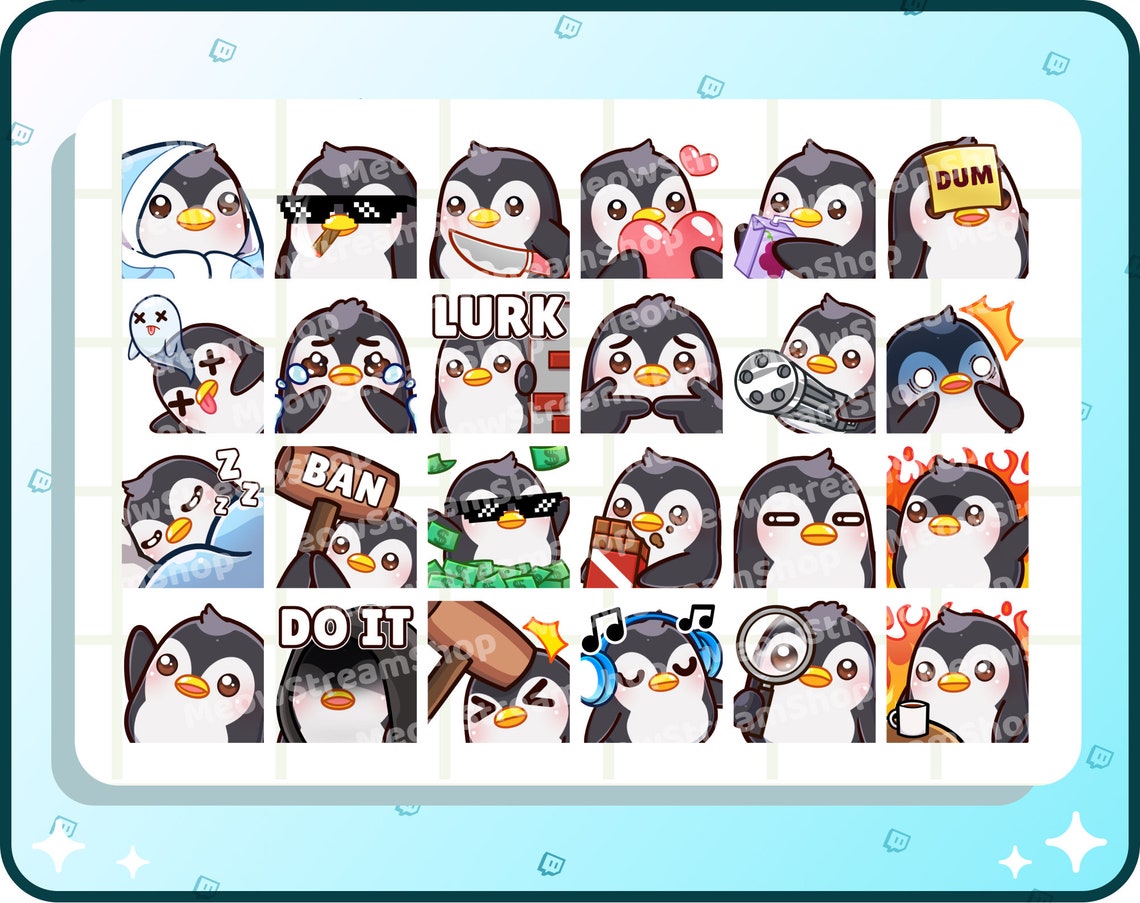 Twitch Emote / Cute Penguin Mega Pack Emotes 24 Emotes Ready - Etsy