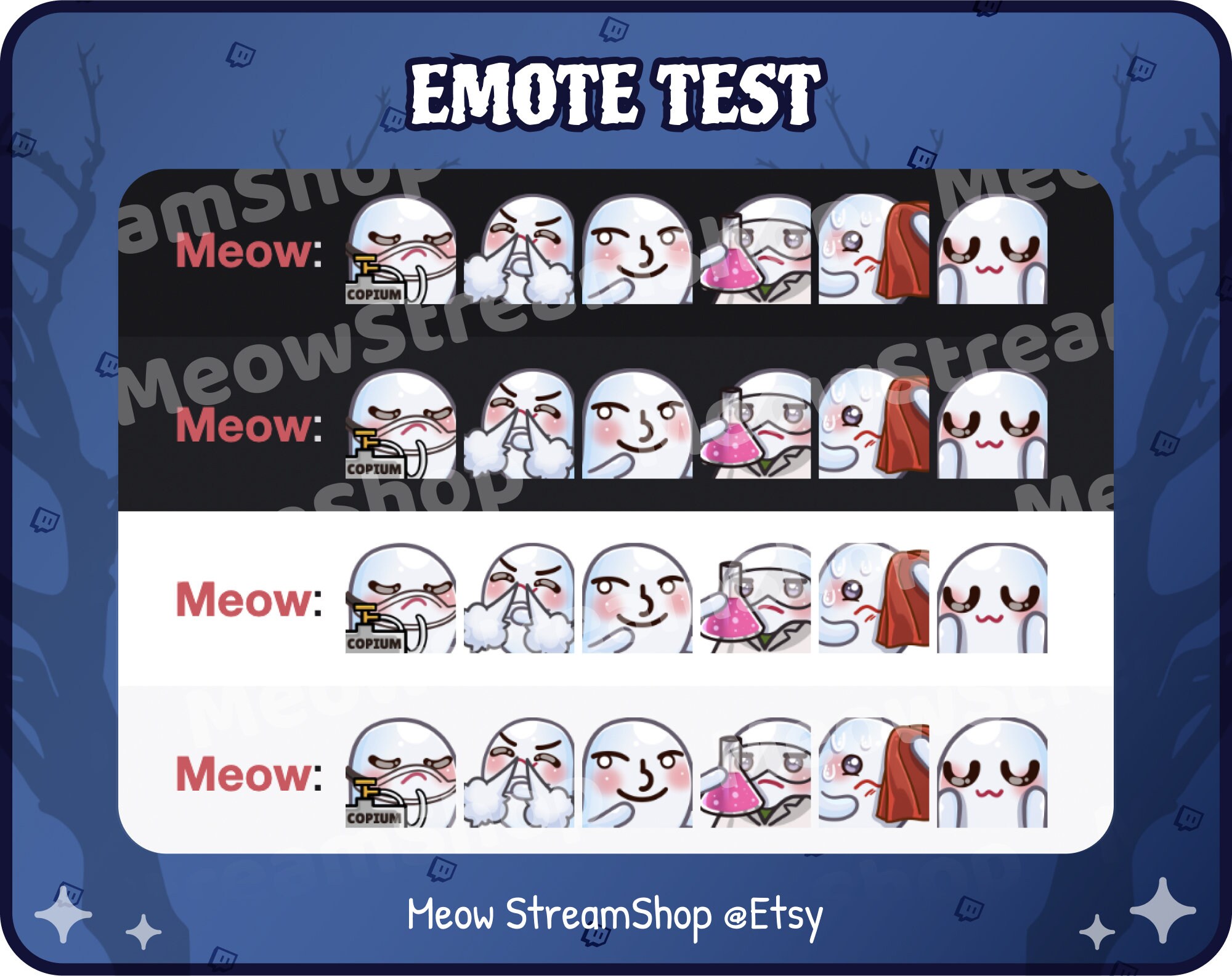 Twitch Emote / Cute Ghost Emotes Pack #8 (copium, Sniff, Lenny Face ...