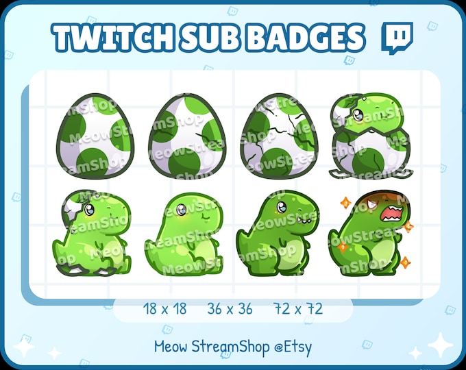 KAWAII DINO Dinosaur Twitch Streamer Panels / Buttons X10 PACKAGE ...