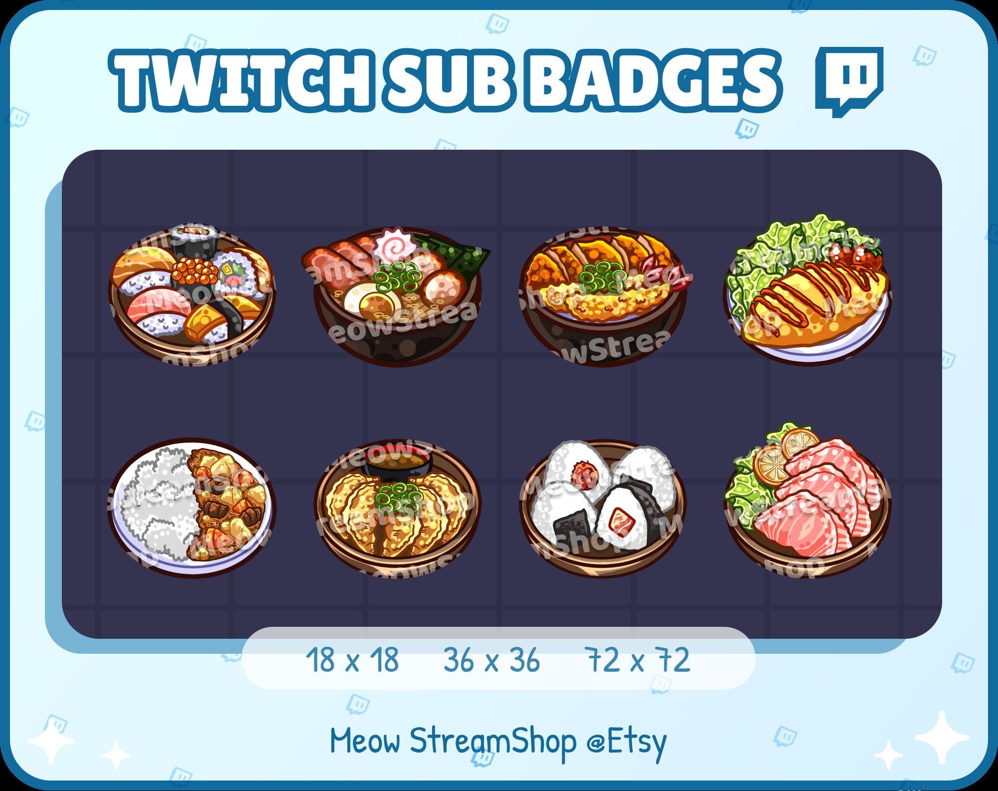 8x Twitch Sub, Bit Badges - Japanese Cuisine, Sushi, Sashimi, Katsu ...