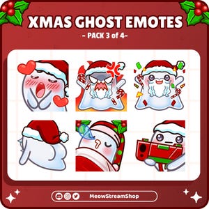 Twitch, Discord, Youtube Emote / Cute Xmas Ghost Mega Pack Emotes ( 24 ...