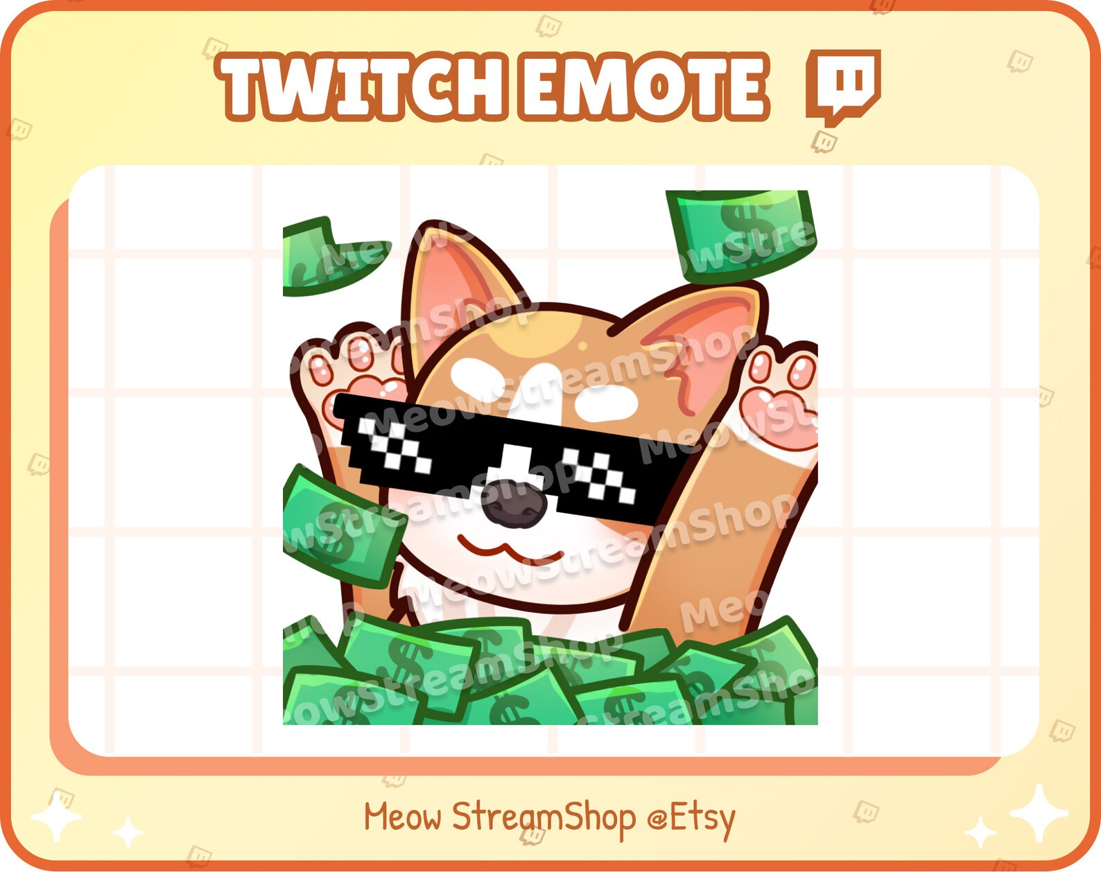 Twitch Emote / Cute Corgi Money Cool EZ GG Rich Emotes / - Etsy