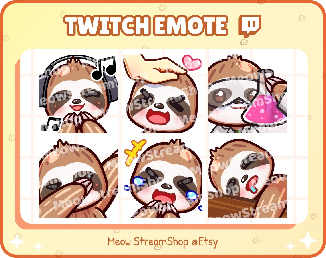 Twitch Emote / Cute Sloth Emotes Pack 4 jam Pat Science - Etsy