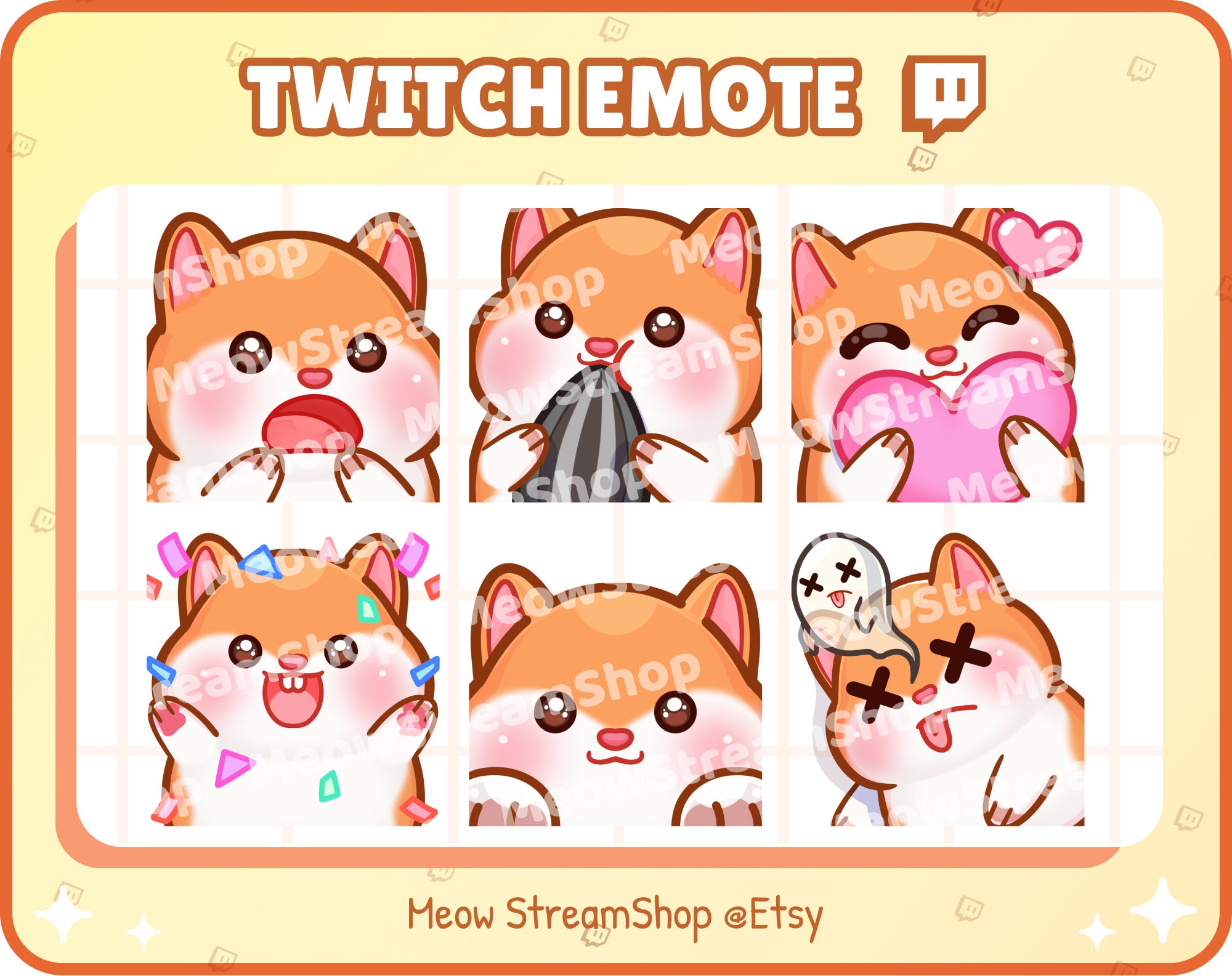 Twitch Emote / Cute Hamster Emotes Pack #1 (whoa, Eat, Heart, Hype ...