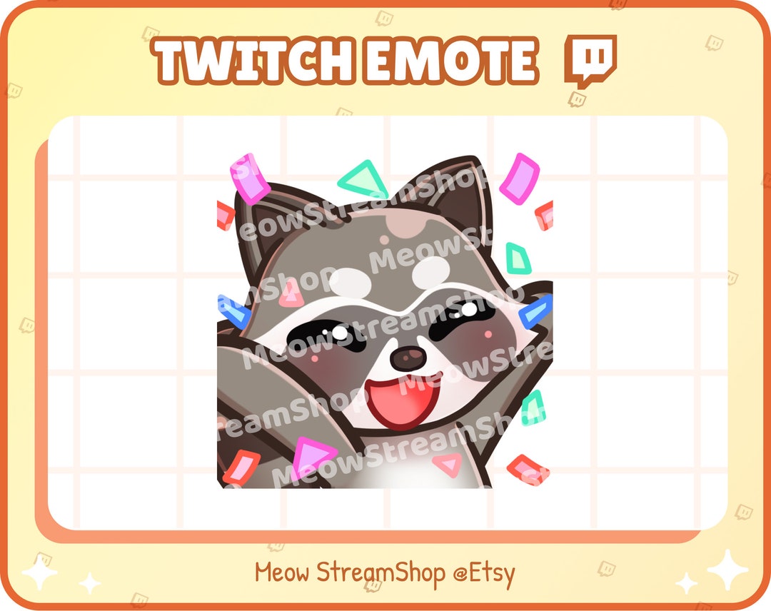 Twitch Emote / Cute Raccoon Hype, Happy, Confetti, Cheer Emotes ...