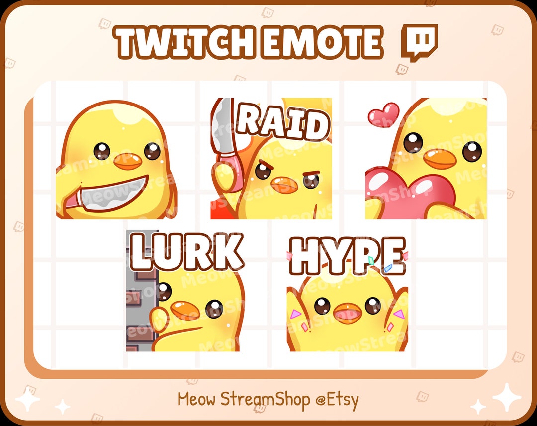 Twitch Emote / Cute Chick Emotes Pack #1 (knife, Raid, Heart Love, Lurk ...
