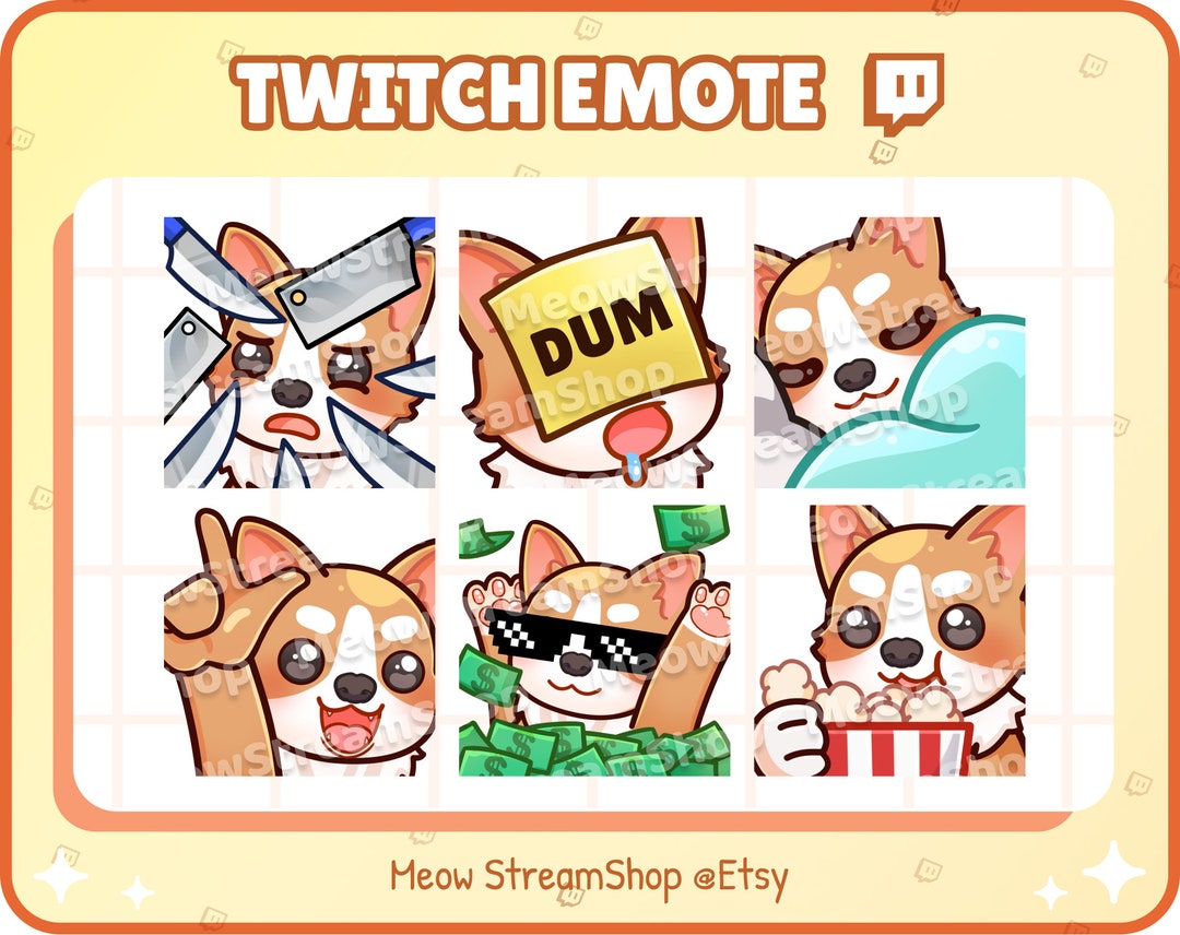 Twitch Emote / Cute Corgi Emotes Pack #2 (knife, Dum, Sleep Rest, L ...
