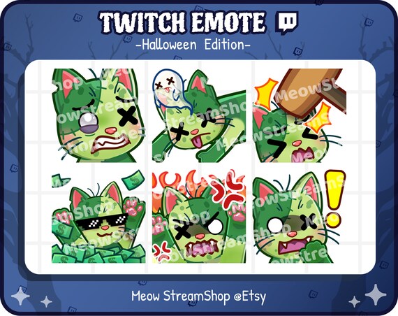 Twitch Emote / Cute Zombie Cat Emotes Pack 2 yikes Rip - Etsy