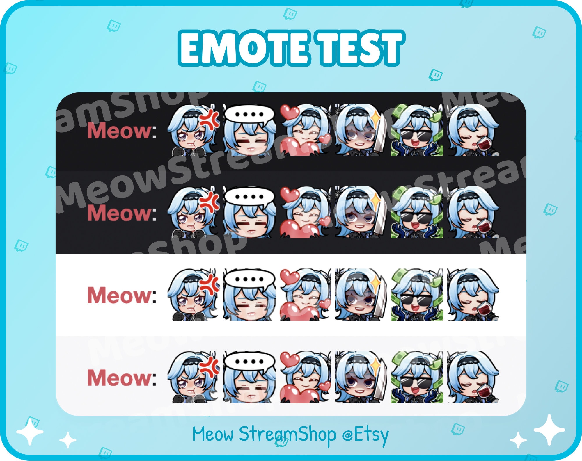 Twitch Emote / Eula Lawrence Emotes Pack #1 (angry, Flat, Heart, Knife ...