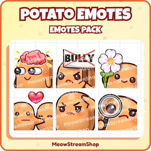 Twitch Emote/cute Potato Emotes Pack #10 (big Brain, Bully, Flower ...