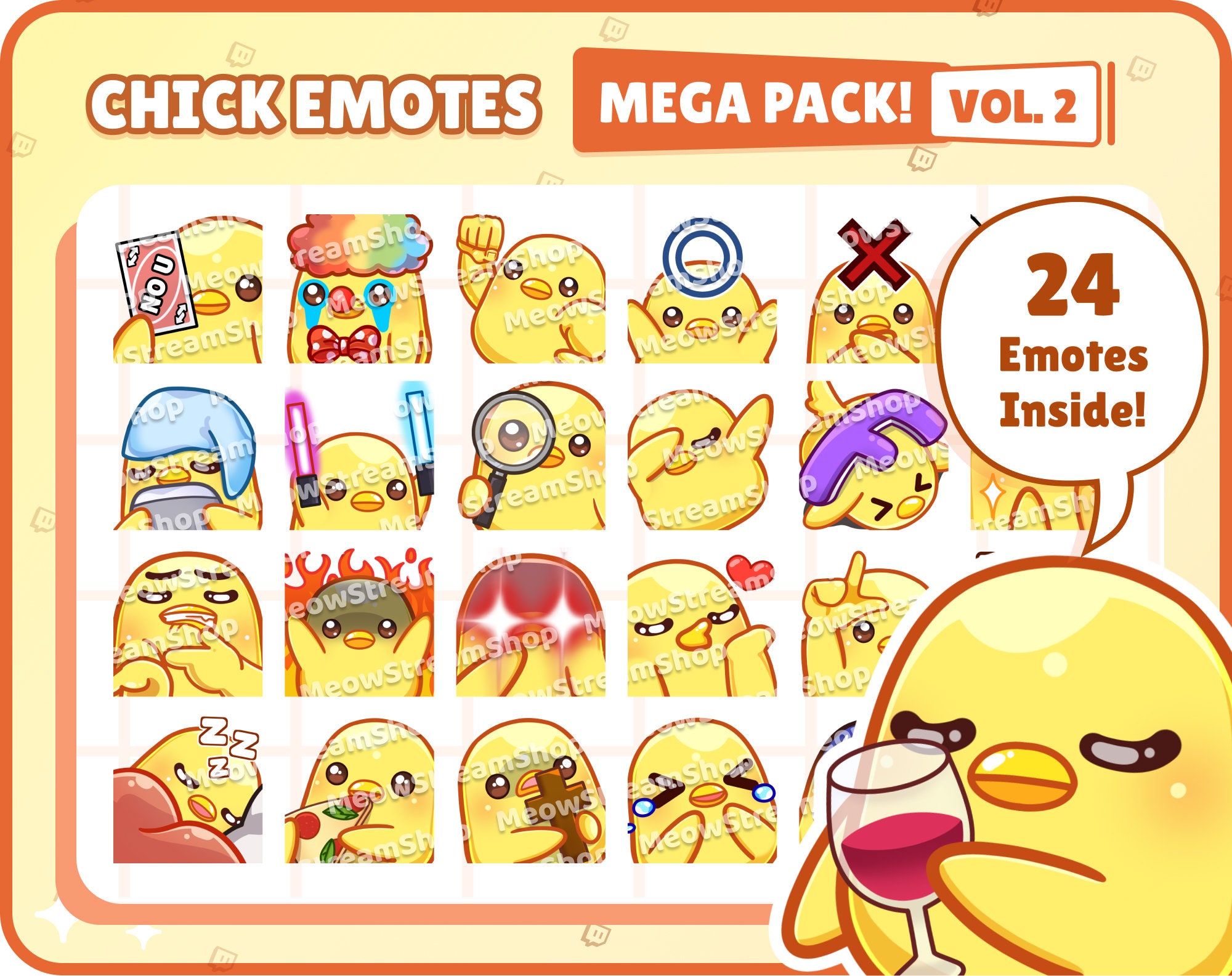 Twitch Emote / Cute Chick Mega Pack Emotes Vol. 2 ( 24 Emotes Ready to ...