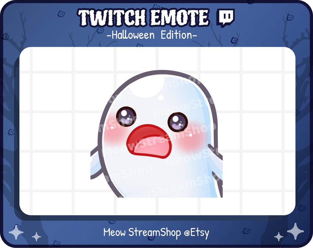 Twitch Emote / Cute Ghost Shock, Amazed, Pog Emote / Kawaii Spooky ...