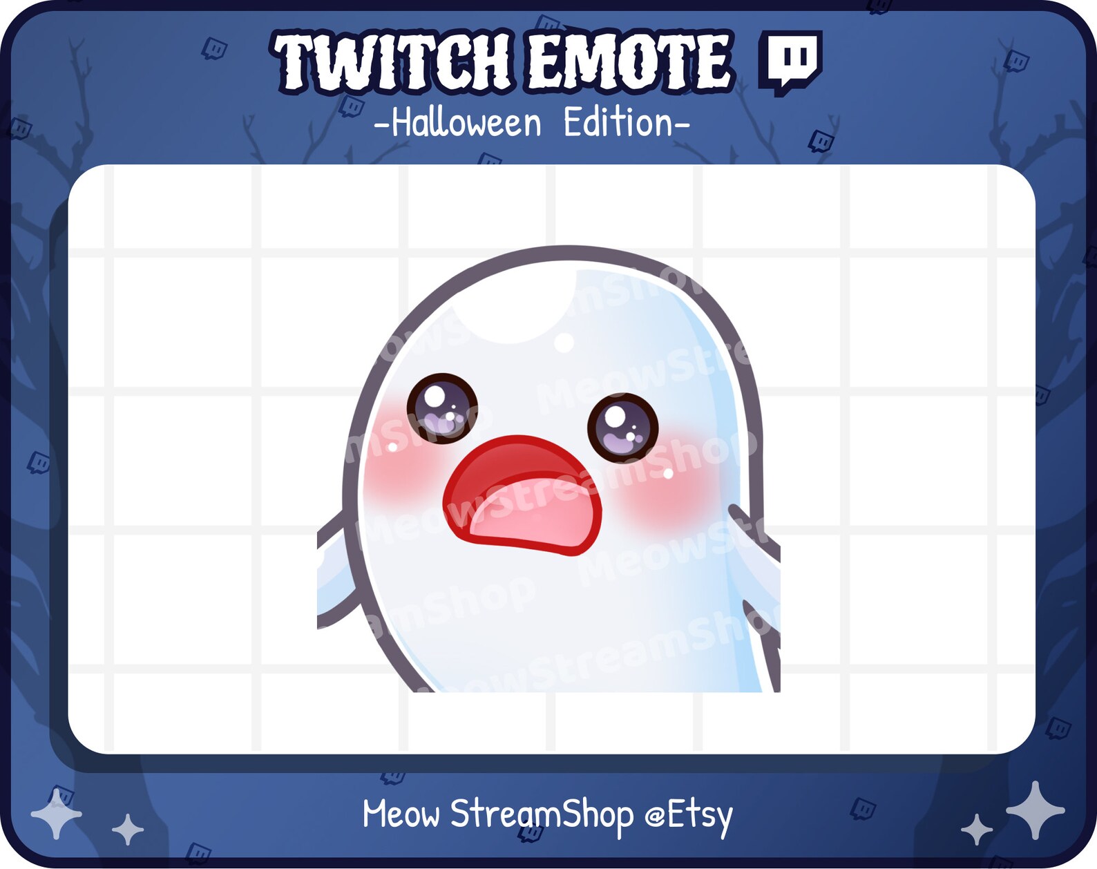 Twitch Emote / Cute Ghost Shock Amazed Pog Emote / Kawaii - Etsy Canada