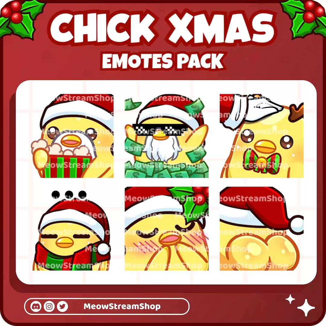 Twitch, Discord Emote/cute Xmas Chick Pack 3 (popcorn, Money, Pat ...