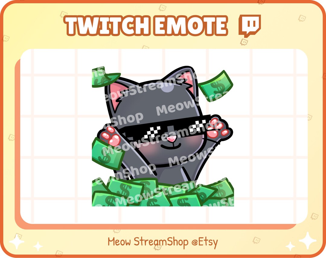 Twitch Emote / Cute Black Cat Money, Rich, Donate, Win, Jackpot Emotes ...