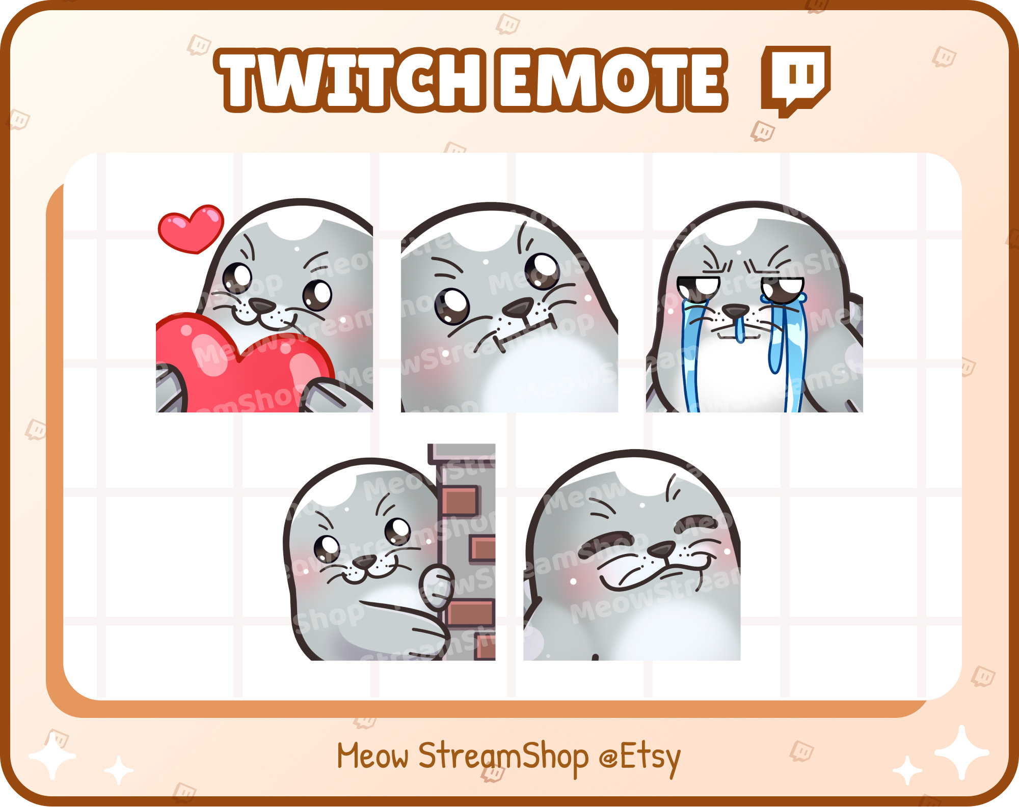 Twitch Emote / Cute Seal Emotes Pack 1 hear Amaze Pog Cry - Etsy Canada